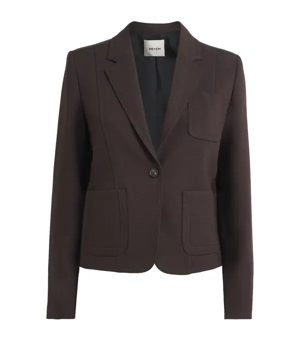 ME+EM Fitted Cropped Blazer - Brown