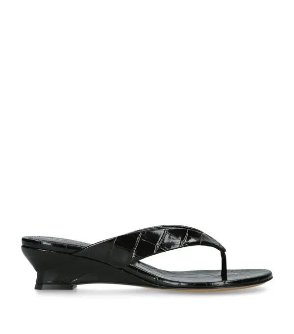 Le Monde Beryl Leather Micro Wedge Sandals 40 - Black