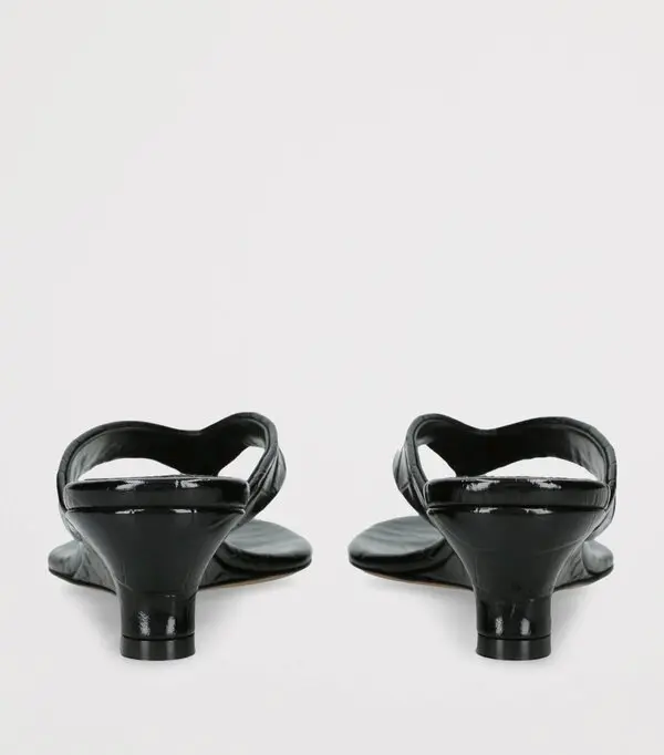 Le Monde Beryl Leather Micro Wedge Sandals 40 - Black