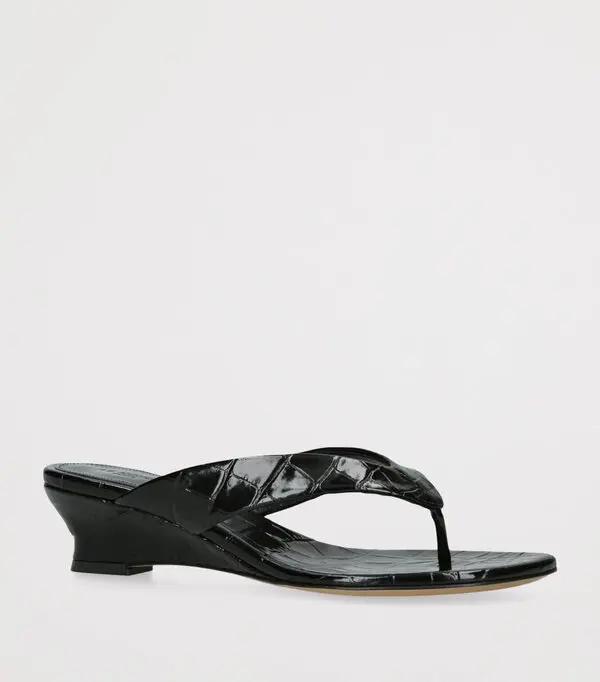 Le Monde Beryl Leather Micro Wedge Sandals 40 - Black