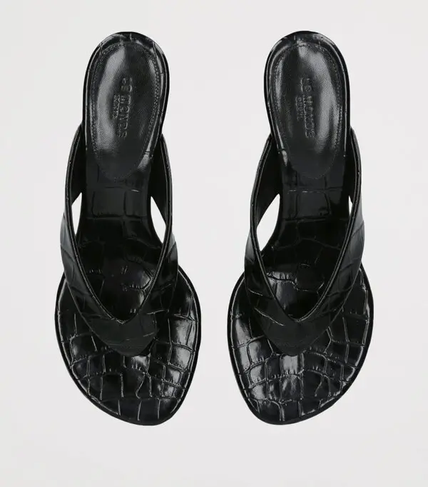 Le Monde Beryl Leather Micro Wedge Sandals 40 - Black