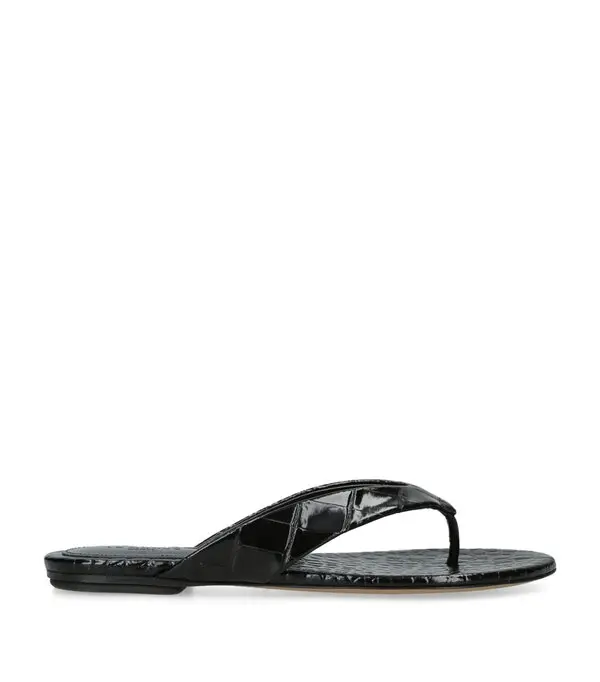 Le Monde Beryl Croc-effect Leather Sandals - Black