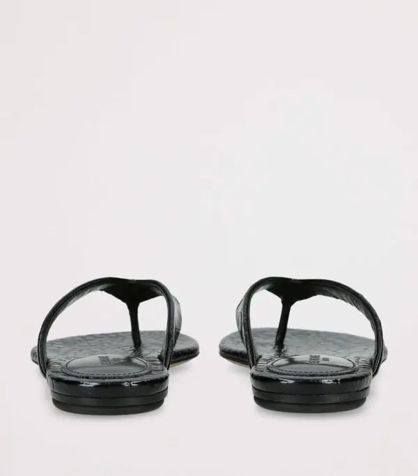 Le Monde Beryl Croc-effect Leather Sandals - Black