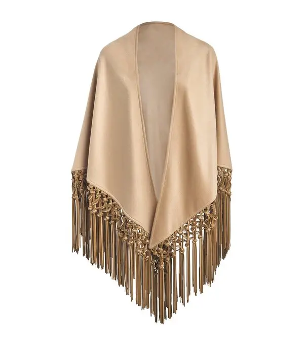 Colombo Cashmere And Leather Fringe-trim Cape - Brown