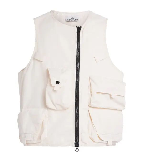 Stone Island Ripstop Zip-up Gilet - Ivory