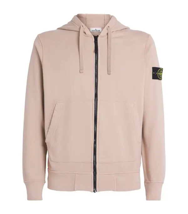 Stone Island Organic Cotton Zip-up Hoodie - Beige