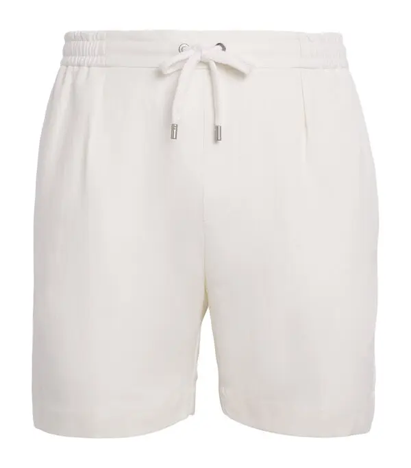 Ralph Lauren Purple Label Silk-linen Drawstring Shorts - White