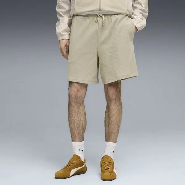 PUMA Relaxed Fit Waffle Shorts - Beige