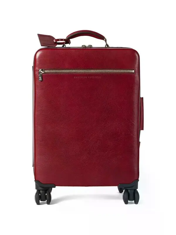 Brunello Cucinelli Burnished Calfskin Leather Suitcase - Red