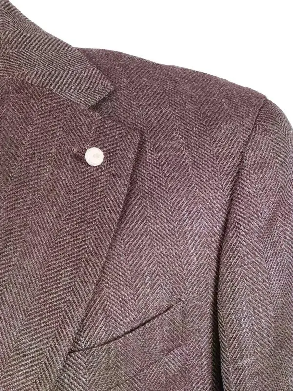 LUIGI BIANCHI MANTOVA Herringbone Drop Blazer - Brown