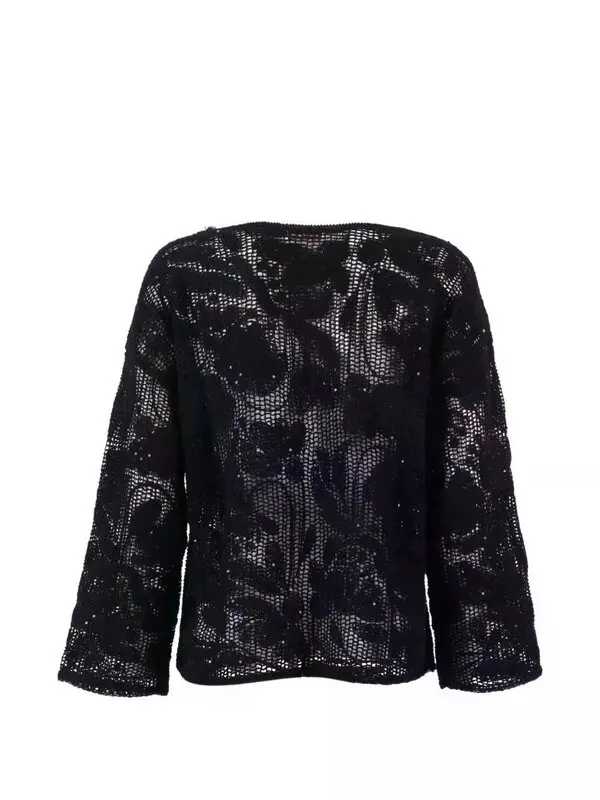 KANGRA Embroidered Sequin Top - Black