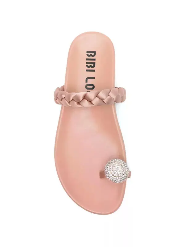 BIBI LOU Balne Braided Crystal-embellished Sandals - Pink