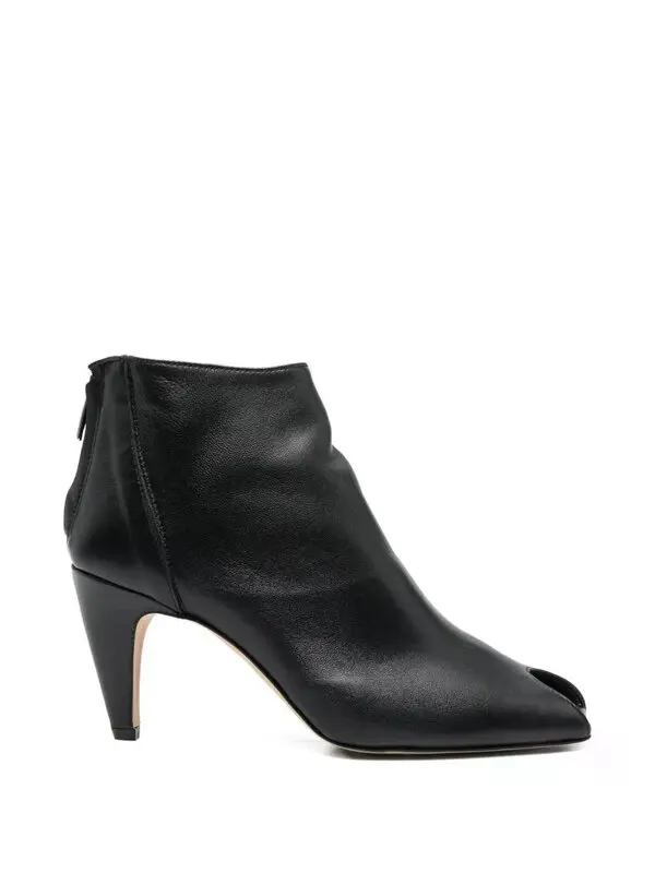 GISEL MOIRE Raffy Peep-toe Ankle Boots - Black