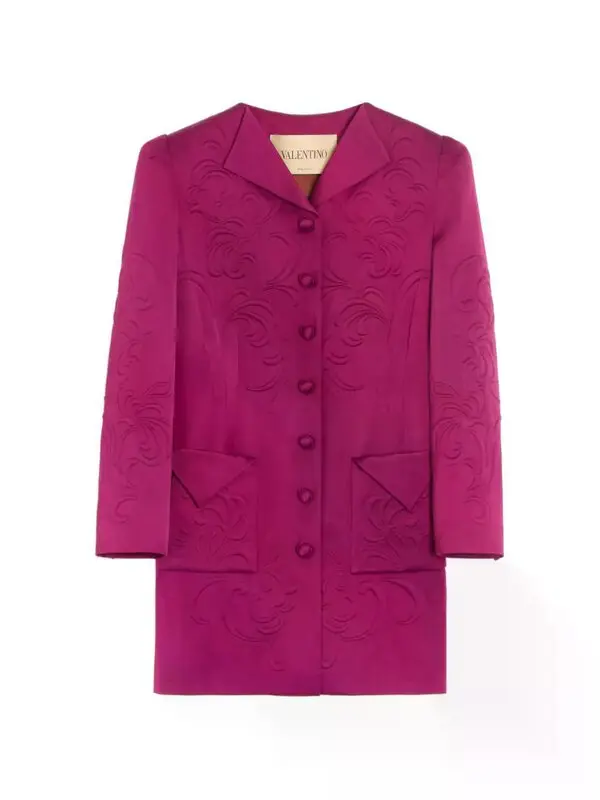 Valentino Garavani Embroidered Satin Cady Caban Coat - Pink