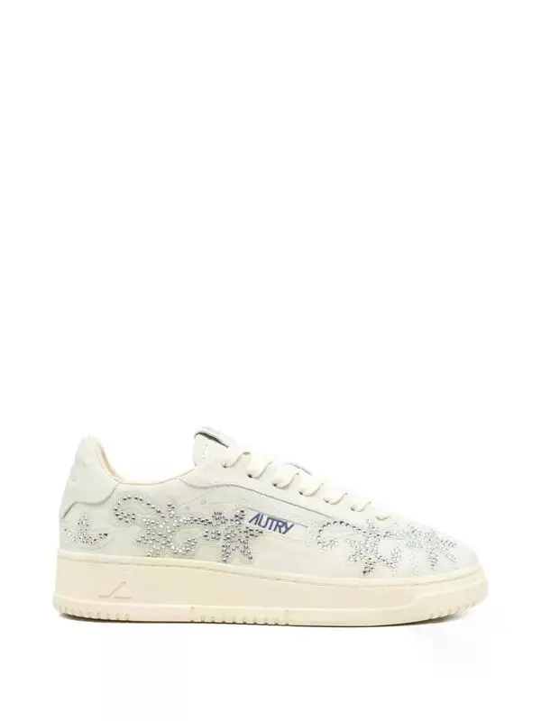 AUTRY Dallas Embellished Leather Sneakers - Neutrals