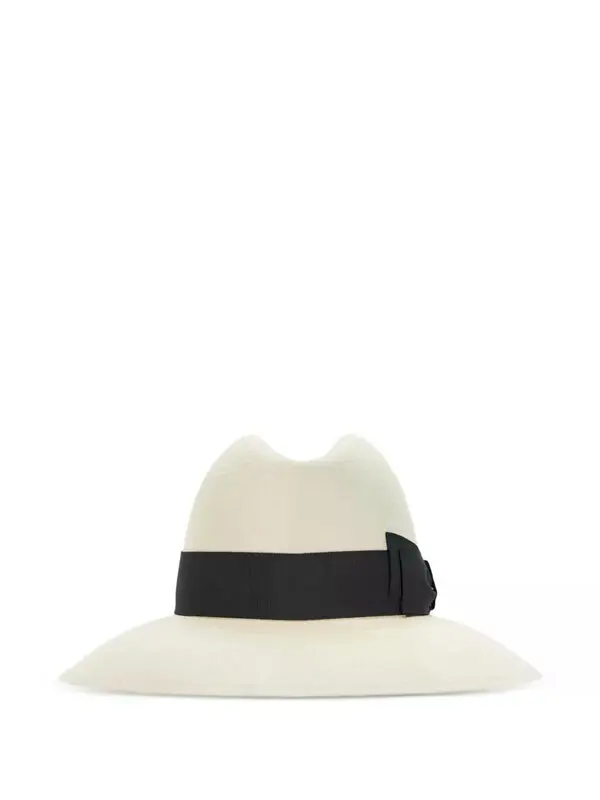 Borsalino Ribbon Trim Wide Brim Hat - Neutrals