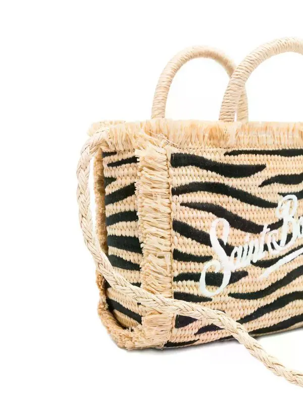 MC2 SAINT BARTH Zebra-print Frayed Shoulder Bag