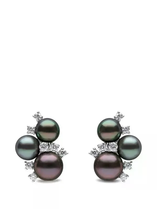 Yoko London Tahitian Pearl And Diamond Earrings - Silver