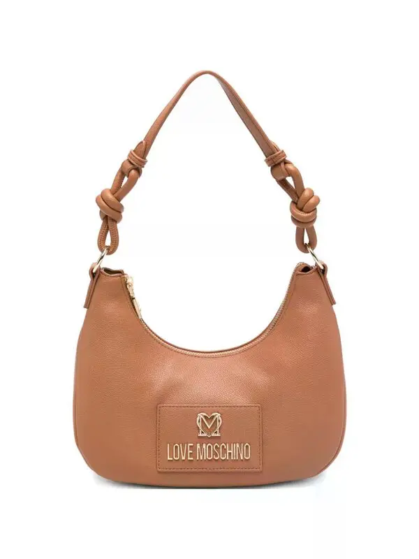 Moschino Knotted-strap Logo-plaque Shoulder Bag - Neutrals