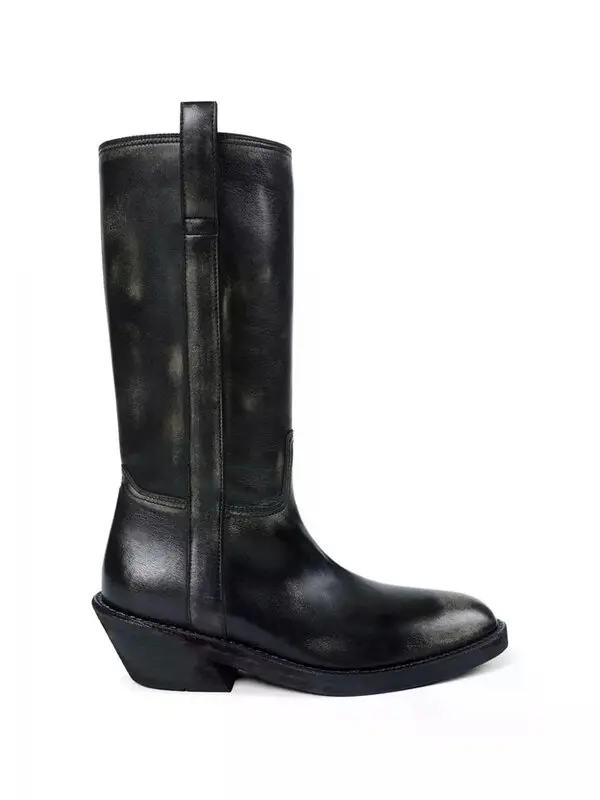 ANN DEMEULEMEESTER Laxit Brushed Biker Boots - Black