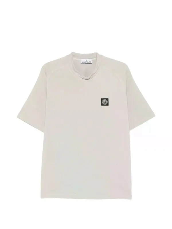 Stone Island Crew-neck Logo-patch T-shirt - Neutrals