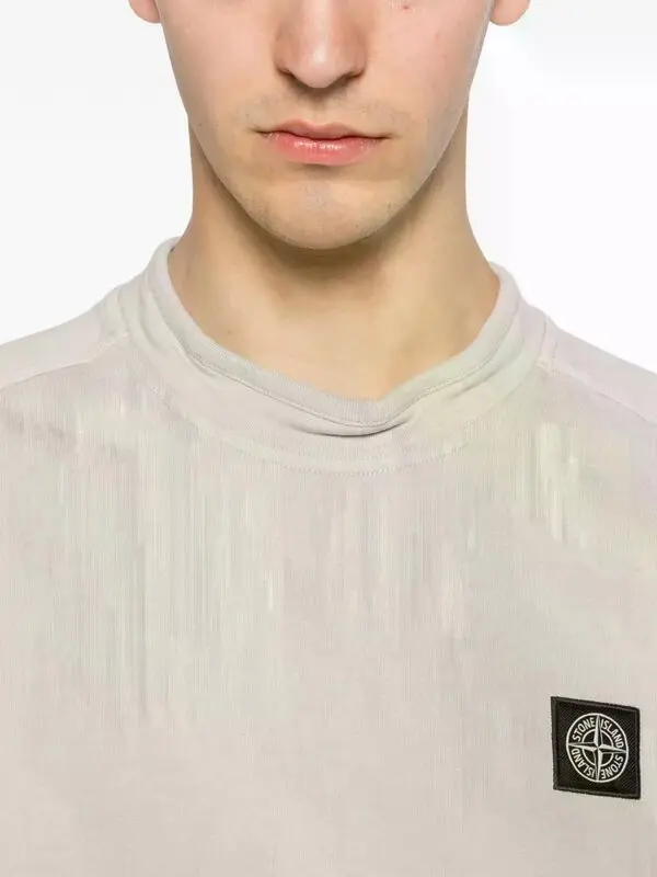 Stone Island Crew-neck Logo-patch T-shirt - Neutrals