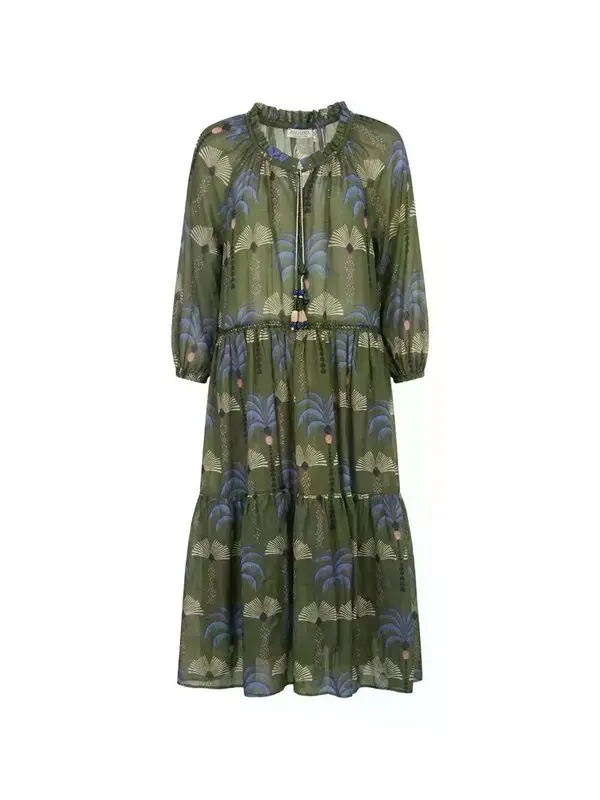 Anjuna Caterina Palm-print Tiered Dress