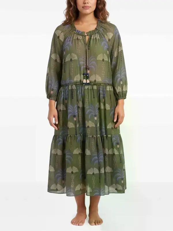 Anjuna Caterina Palm-print Tiered Dress