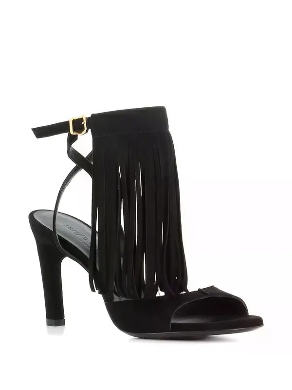 SERGIO LEVANTESI Fringe Sandals - Black