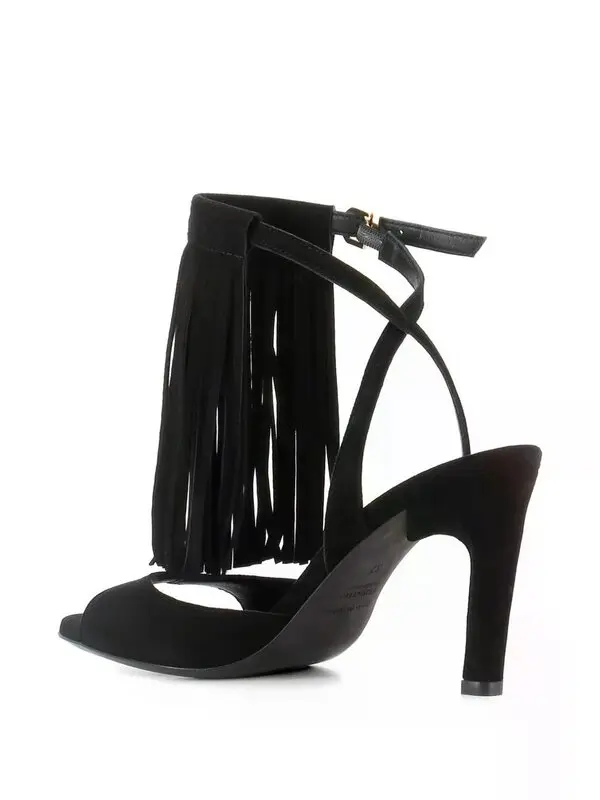 SERGIO LEVANTESI Fringe Sandals - Black
