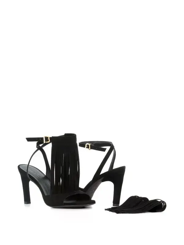 SERGIO LEVANTESI Fringe Sandals - Black