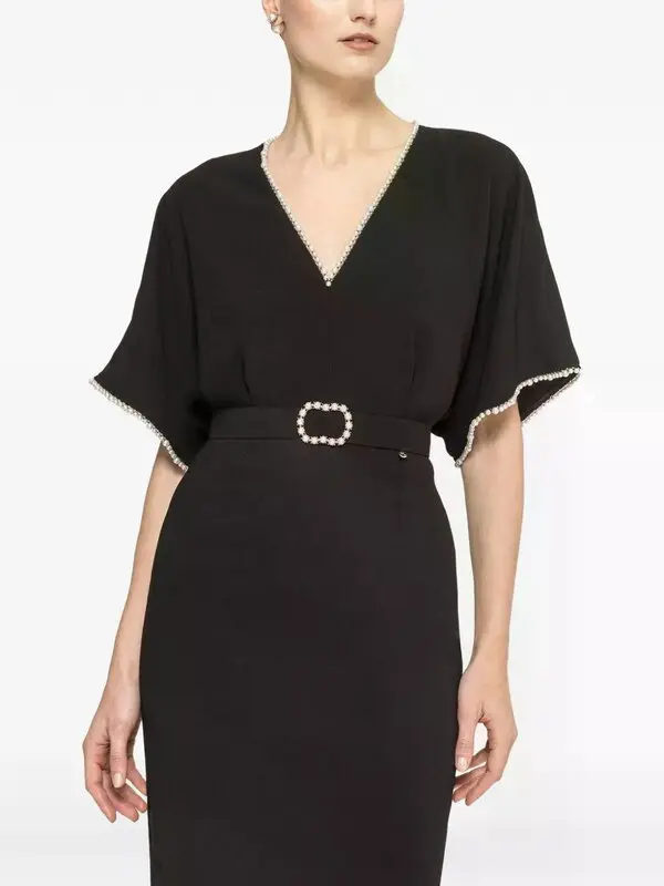 NISSA V-neck Midi Dress - Black