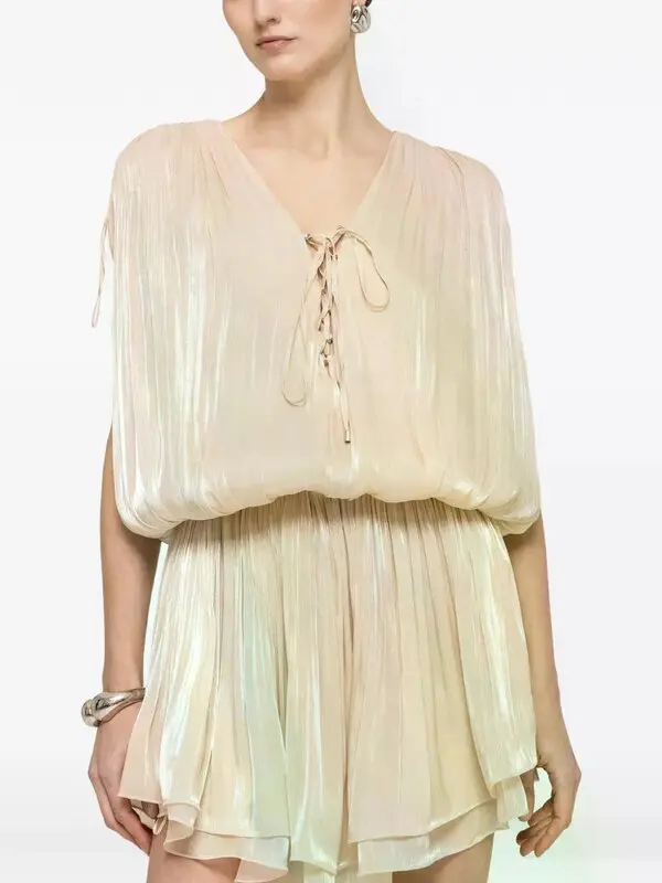 NISSA Pleated Mini Dress - Neutrals