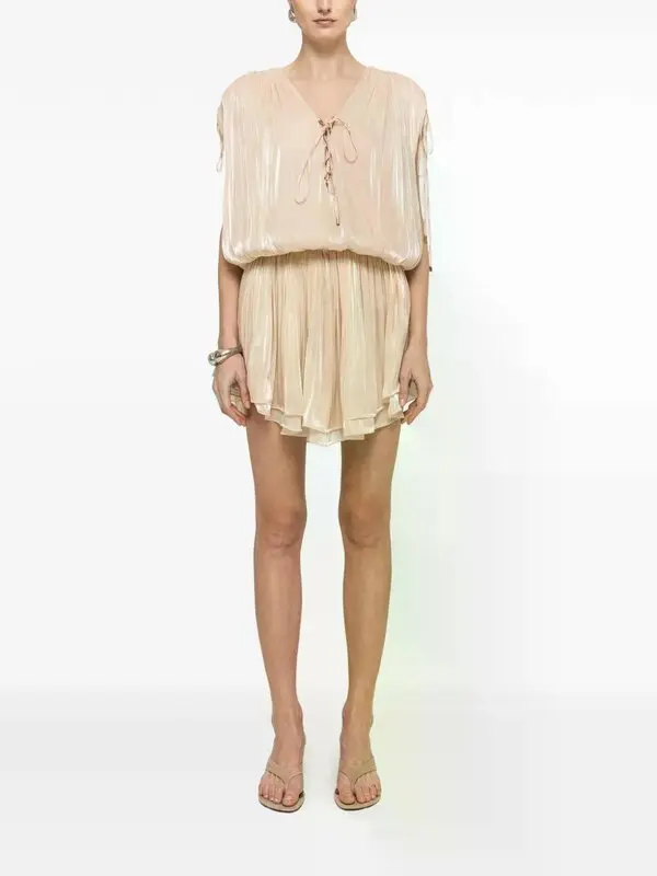 NISSA Pleated Mini Dress - Neutrals