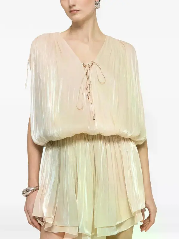 NISSA Pleated Mini Dress - Neutrals