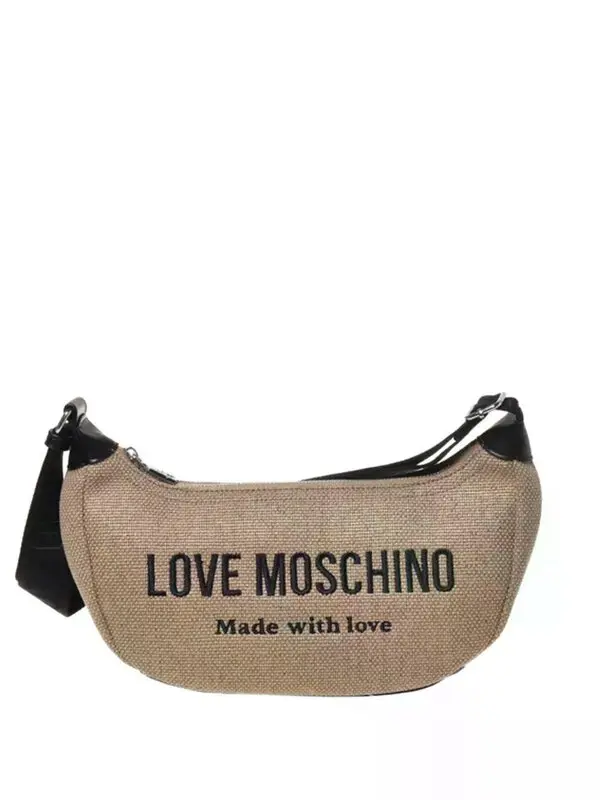 Moschino Embroidered Logo Crossbody Bag - Neutrals