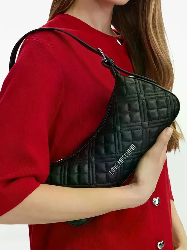 Moschino Quilted Bag With Logo Detail - Black