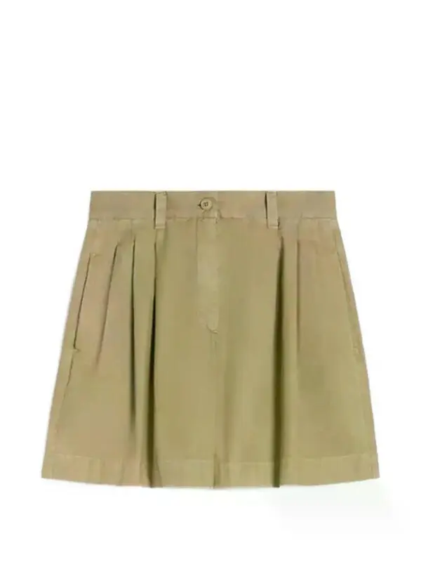 Max Mara Button-fastening Pleated Cotton Shorts - Green