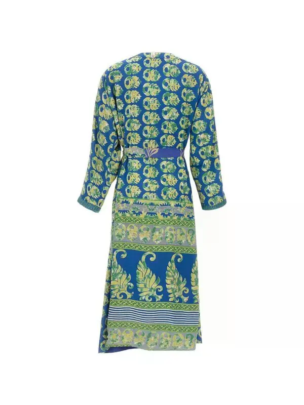PICUS VIRIDIS Reversible Floral-print Kimono Dress