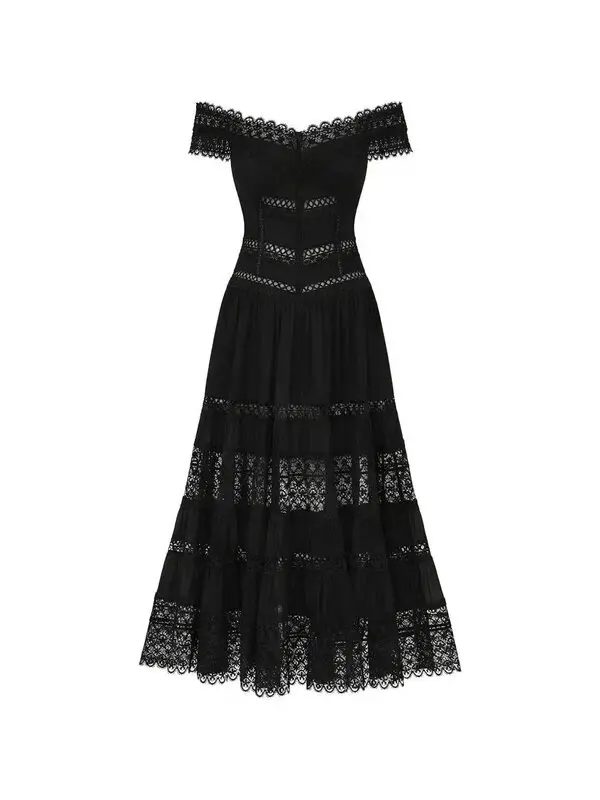 Charo Ruiz Ibiza Amaira Lace Tiered Dress - Black
