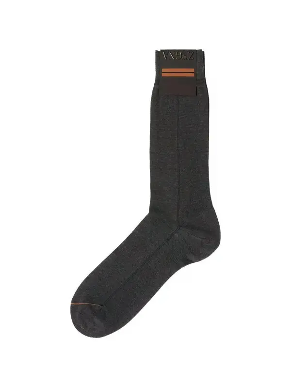 Zegna Line-detail Socks - Grey