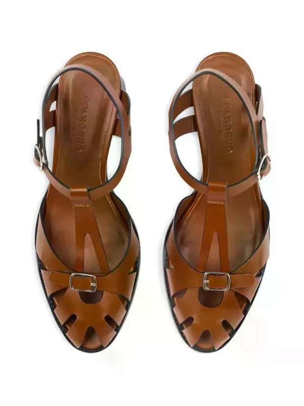 SCAROSSO Giulia Woven Caged Sandals - Brown