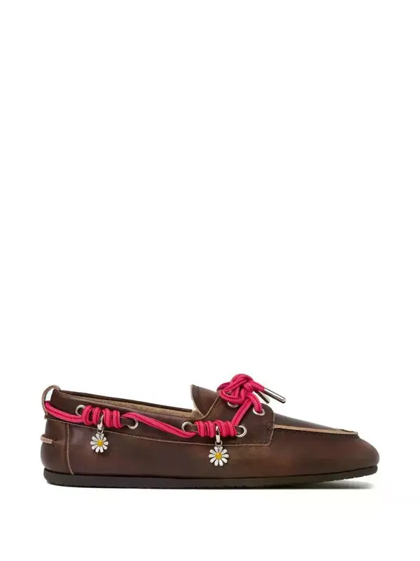 SCAROSSO Avery Floral-charms Boat Shoes - Brown