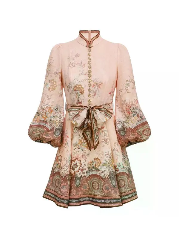 Zimmermann Floral-print Puff-sleeve Dress - Pink