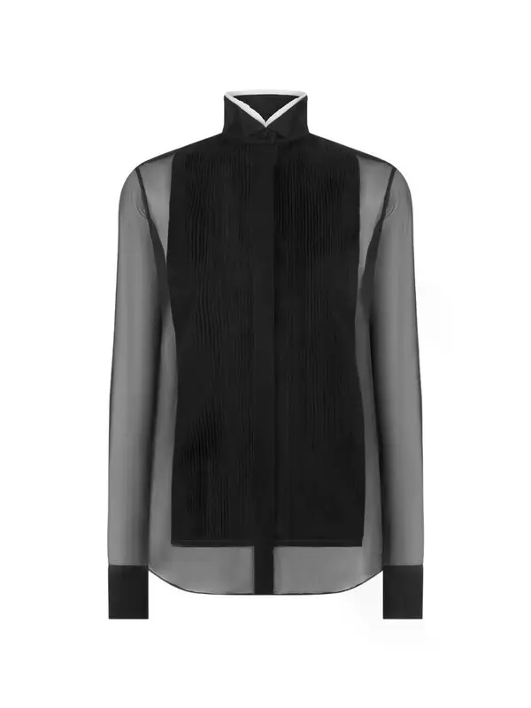 TOM FORD Sheer Pleated-bib Blouse - Black