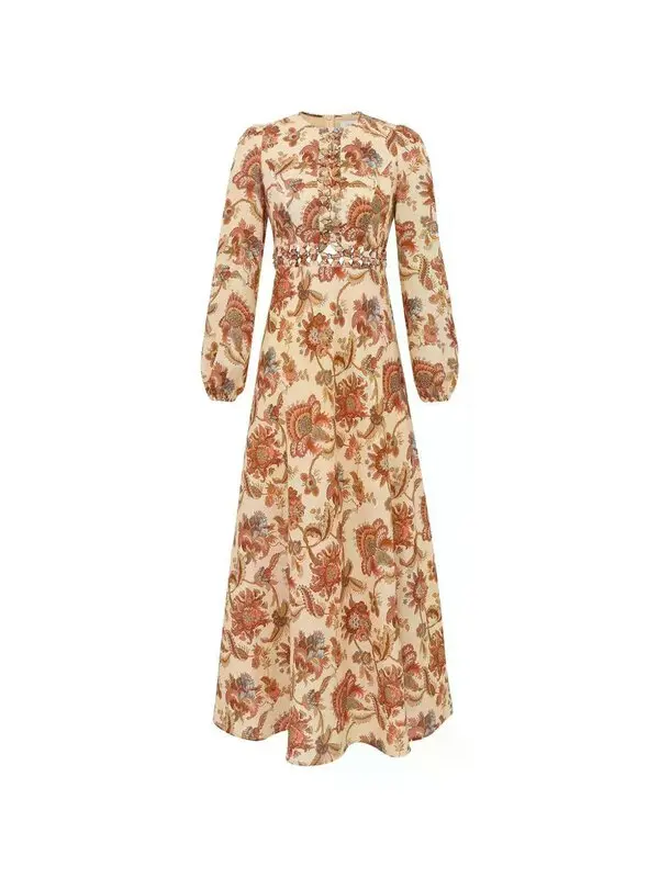 Zimmermann Aster Floral-print Midi Dress - Neutrals