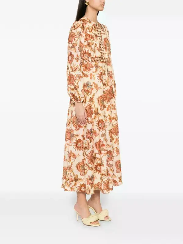 Zimmermann Aster Floral-print Midi Dress - Neutrals