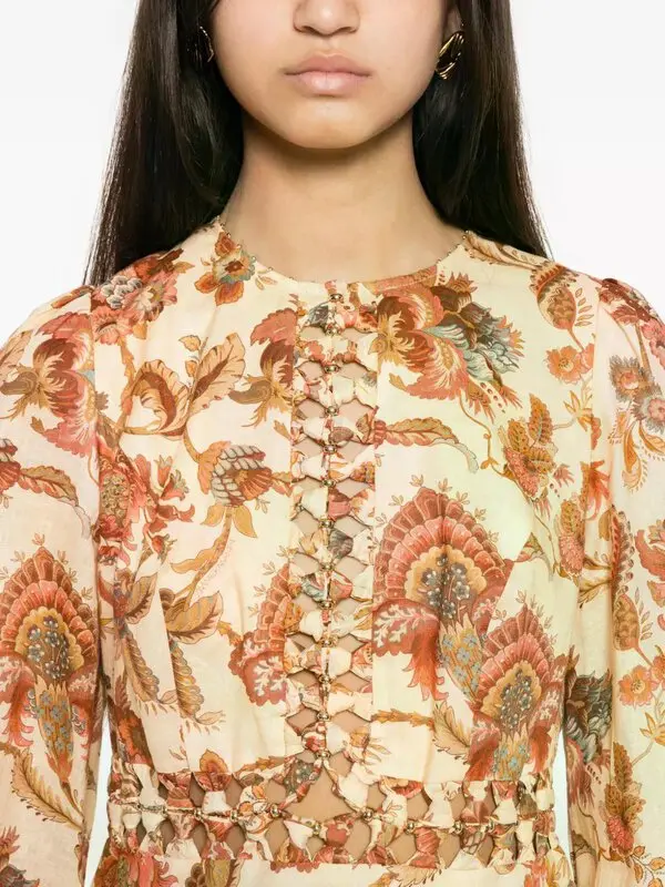 Zimmermann Aster Floral-print Midi Dress - Neutrals