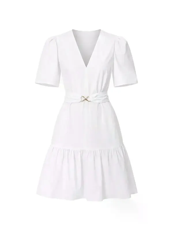 TWINSET Belted Tiered Mini Dress - White