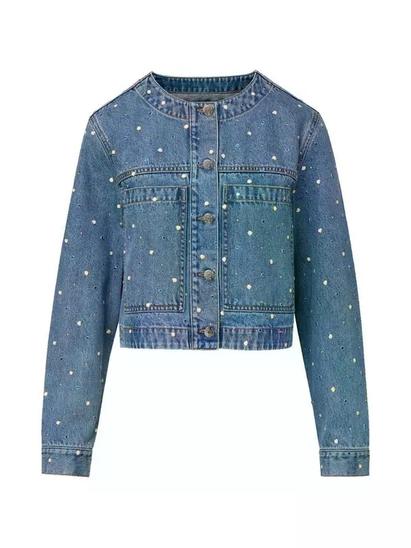 Veronica Beard Lowry Bezel-stud Denim Jacket - Blue